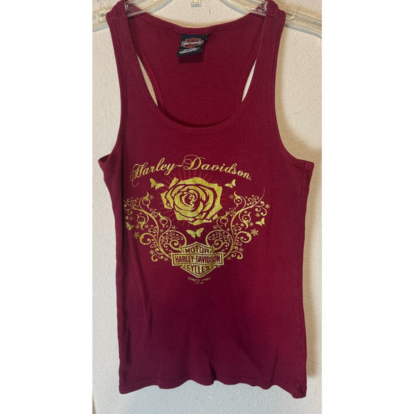 Harley-Davidson | Tops | Harley Davidson Tank Top Red Ribbed Jamaica ...